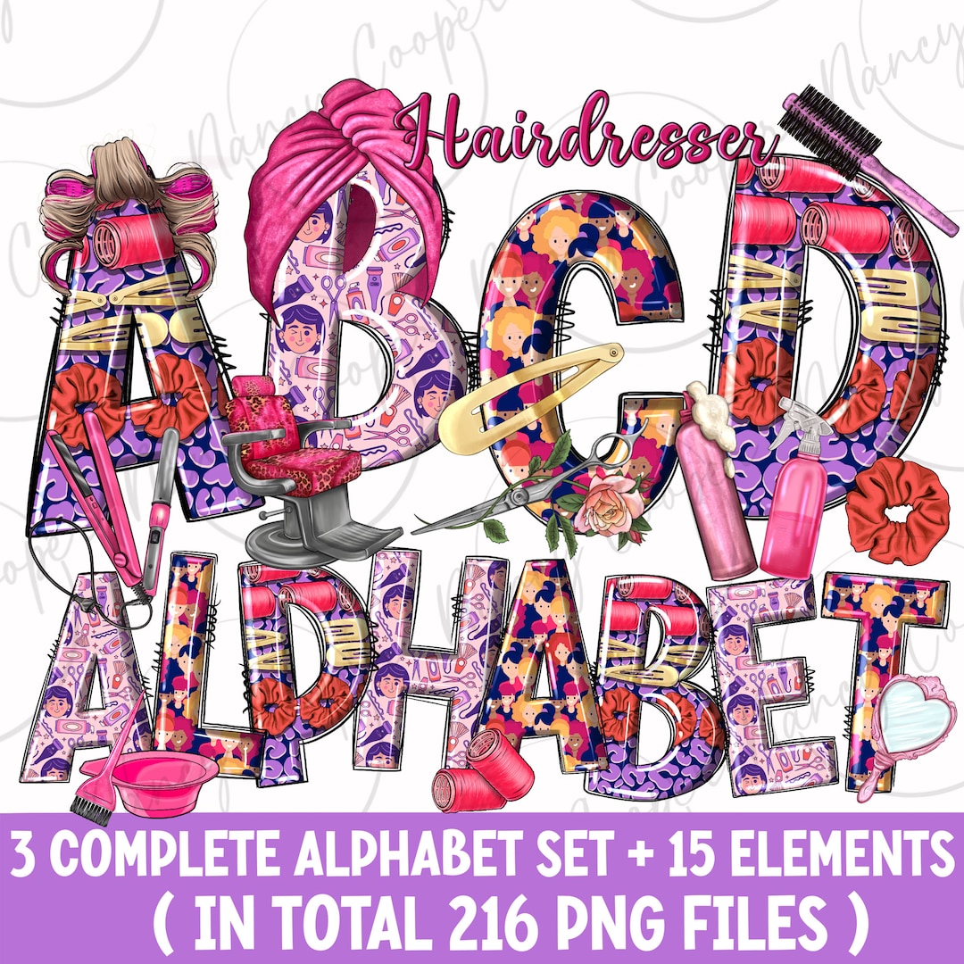 Hairdresser Alphabet Bundle Png, Hairdresser Png, Hairdresser Doodle ...