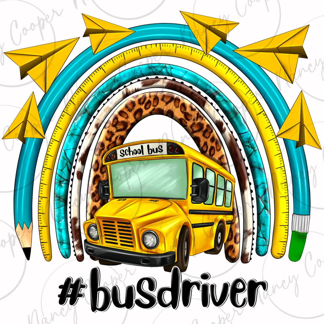 Bus Driver Rainbow Png Sublimation Design Download, Back to School Png ...