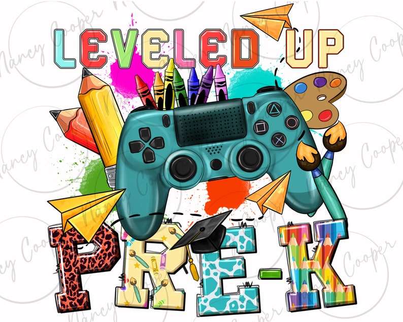 Leveled up Pre-k Png Sublimation Design Download Back to - Etsy