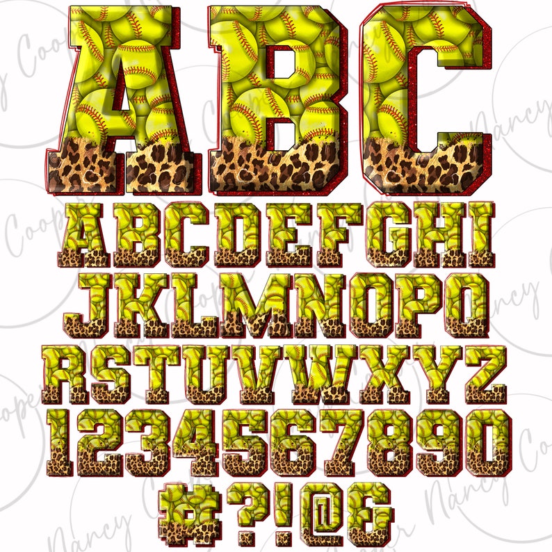 Softball Alphabet Bundle Png, Softball Png, Softball Doodle Letters Png ...