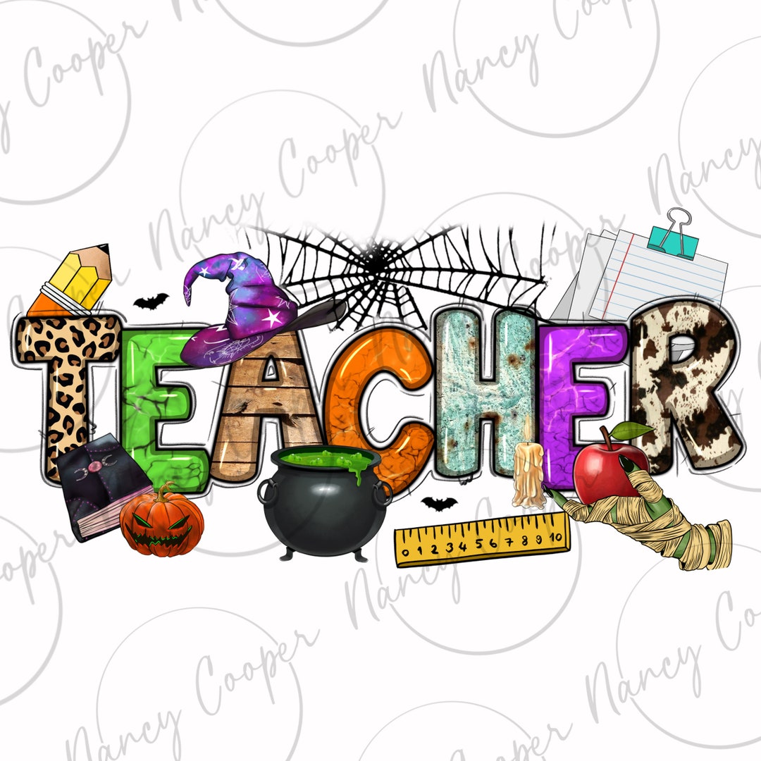 Halloween Teacher Png Sublimation Design Download, Spooky Season Png ...