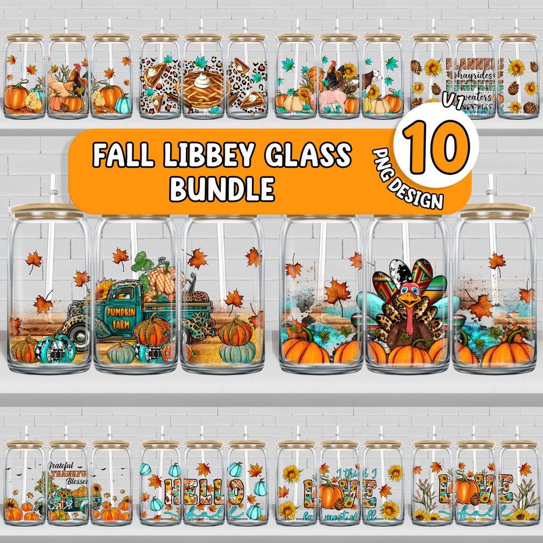 Fall 16 Oz Libbey Glass Wrap V1 Bundle Png, Libbey Wrap Png, Libbey ...
