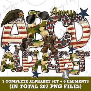 Army Alphabet Bundle Png, Army Png, Camouflage Doodle Letters Png ...