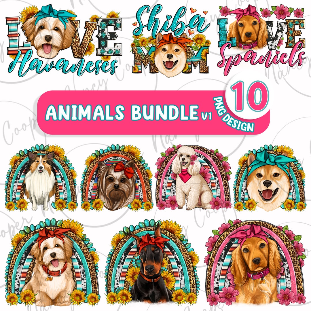 Animals Bundle V1 Png Sublimation Design Download, Hand Drawn Animals ...