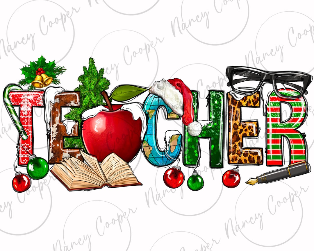 Christmas Teacher Png Sublimation Design Download, Merry Christmas Png ...
