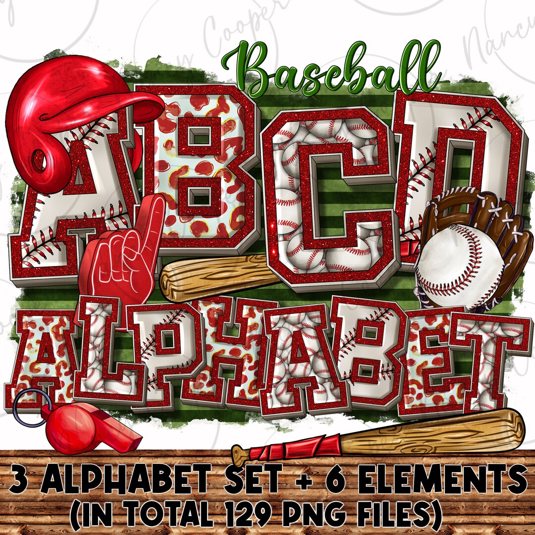 Baseball Alphabet Bundle Png, Baseball Png, Baseball Doodle Letters Png ...