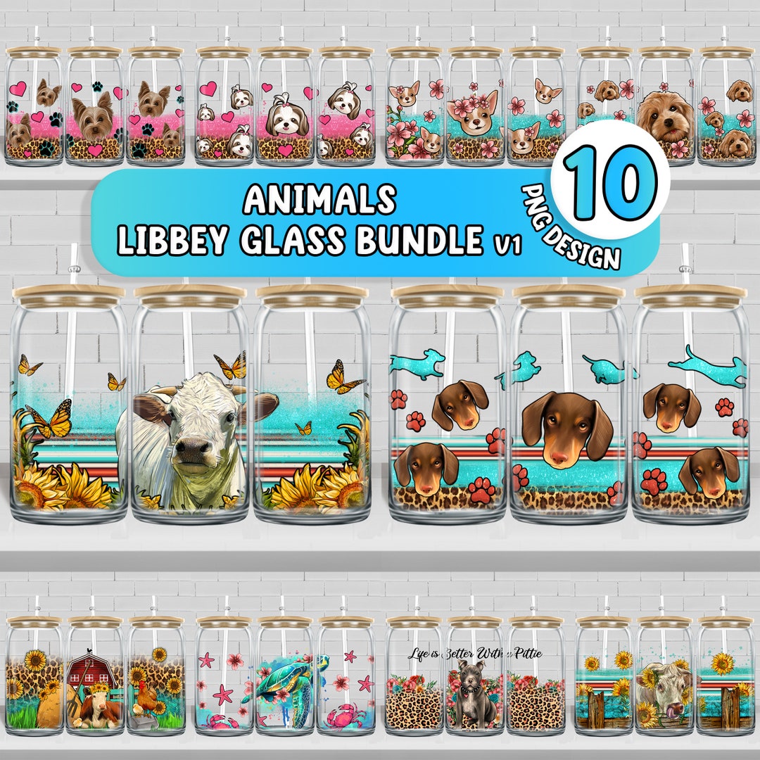 Animals 16 Oz Libbey Glass Wrap Bundle V1 Png, Libbey Wrap Png, Libbey ...