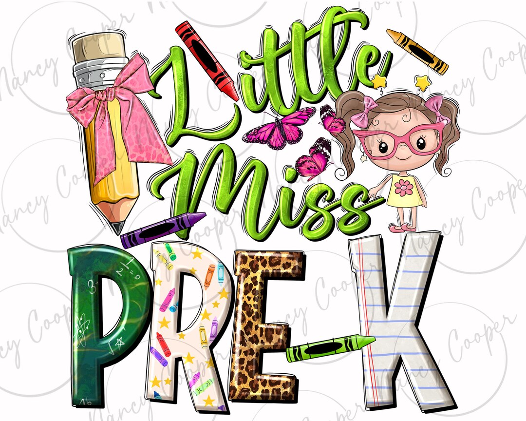 Little Miss Pre-k Png Sublimation Design Download, Back to School Png ...