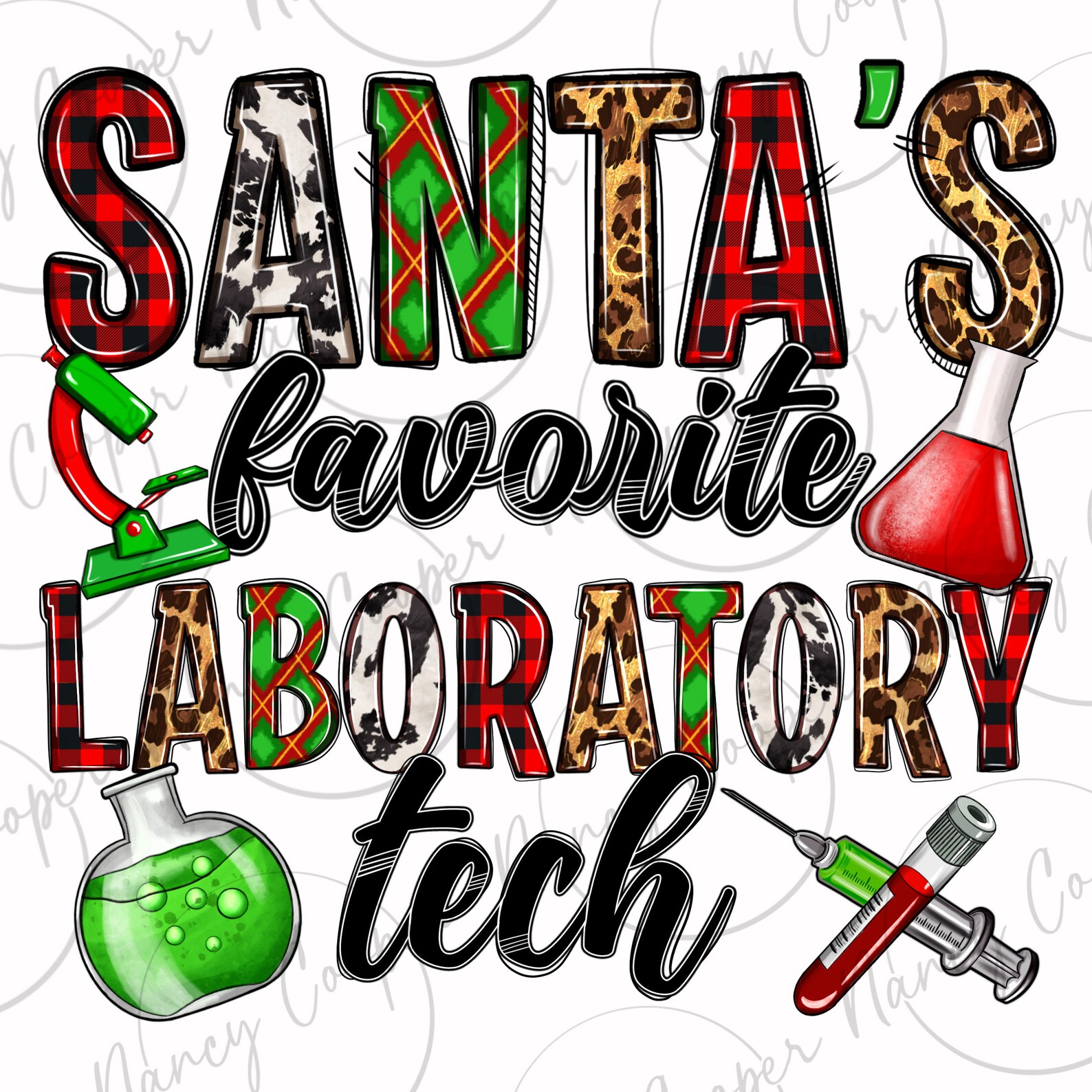Santa's Favorite Laboratory Tech Png Sublimation Design Download ...