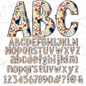 School Alphabet Bundle Png, Back to School Png, School Doodle Letters ...