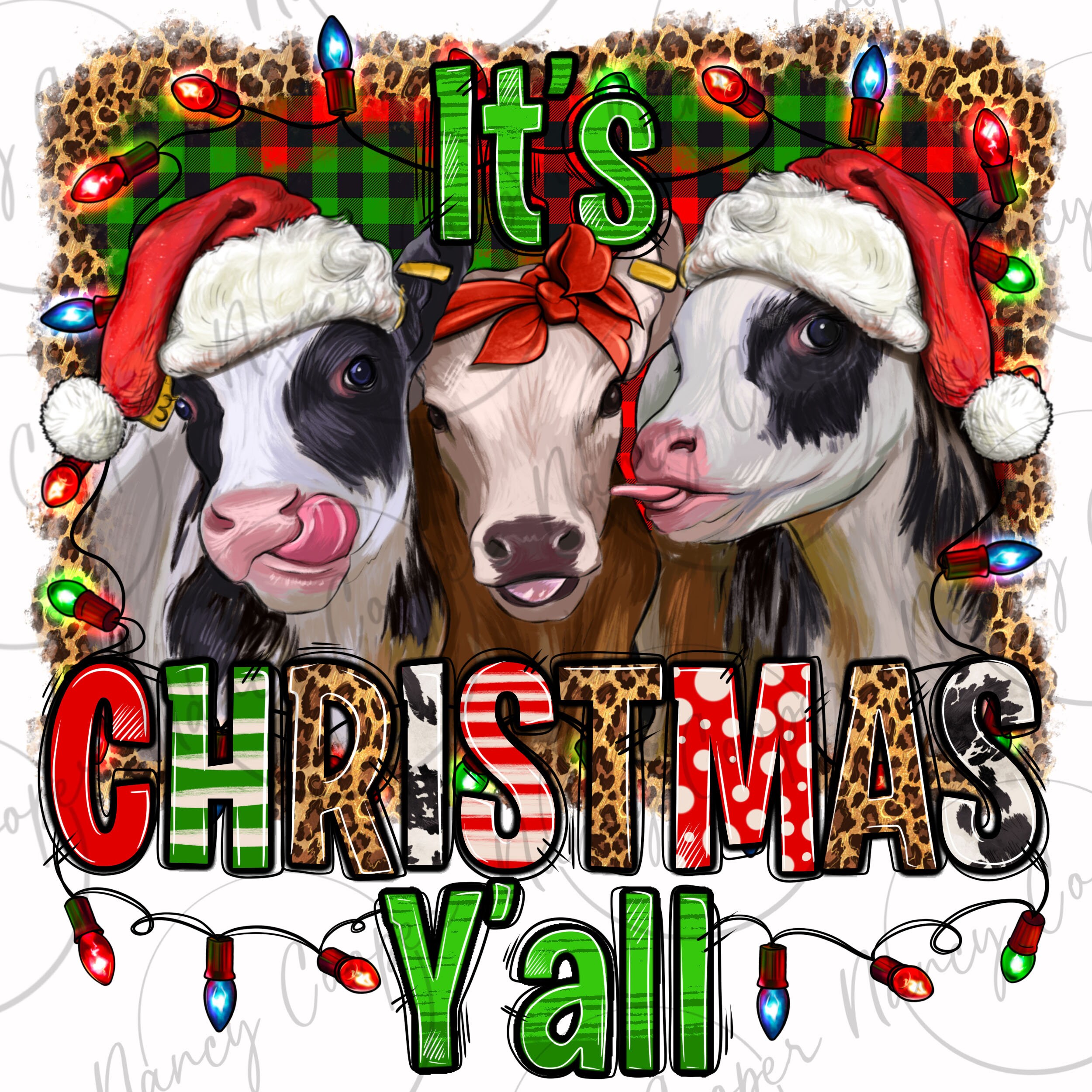 It's Christmas Y'all Heifers Png Sublimation Design Download, Christmas ...