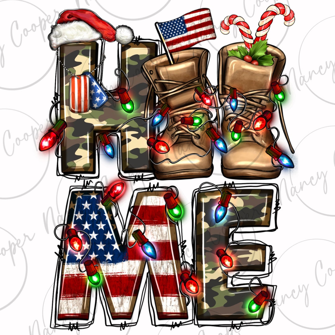 Christmas Army Home Png Sublimation Design Download, American Png, 4th ...