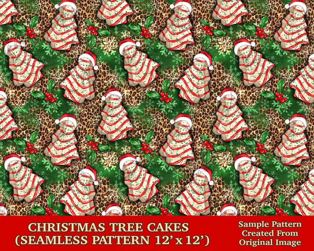 Christmas Tree Cakes Seamless Pattern Digital Paper, Christmas Digital ...
