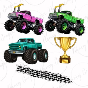 Monster Truck Alphabet Png Files Bundle, Monster Truck Doodle Letters ...