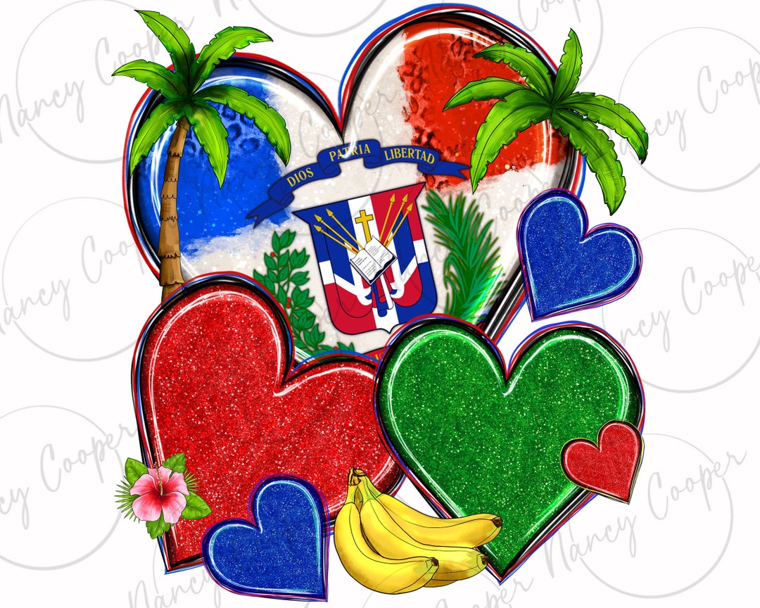 Dominican Republic Hearts Png Sublimation Design Download, Dominican ...