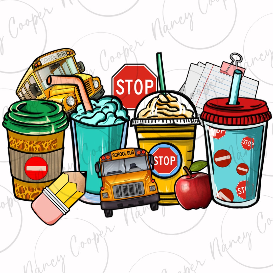 School Bus Driver Coffee Cups Png Sublimation Design Download, School ...