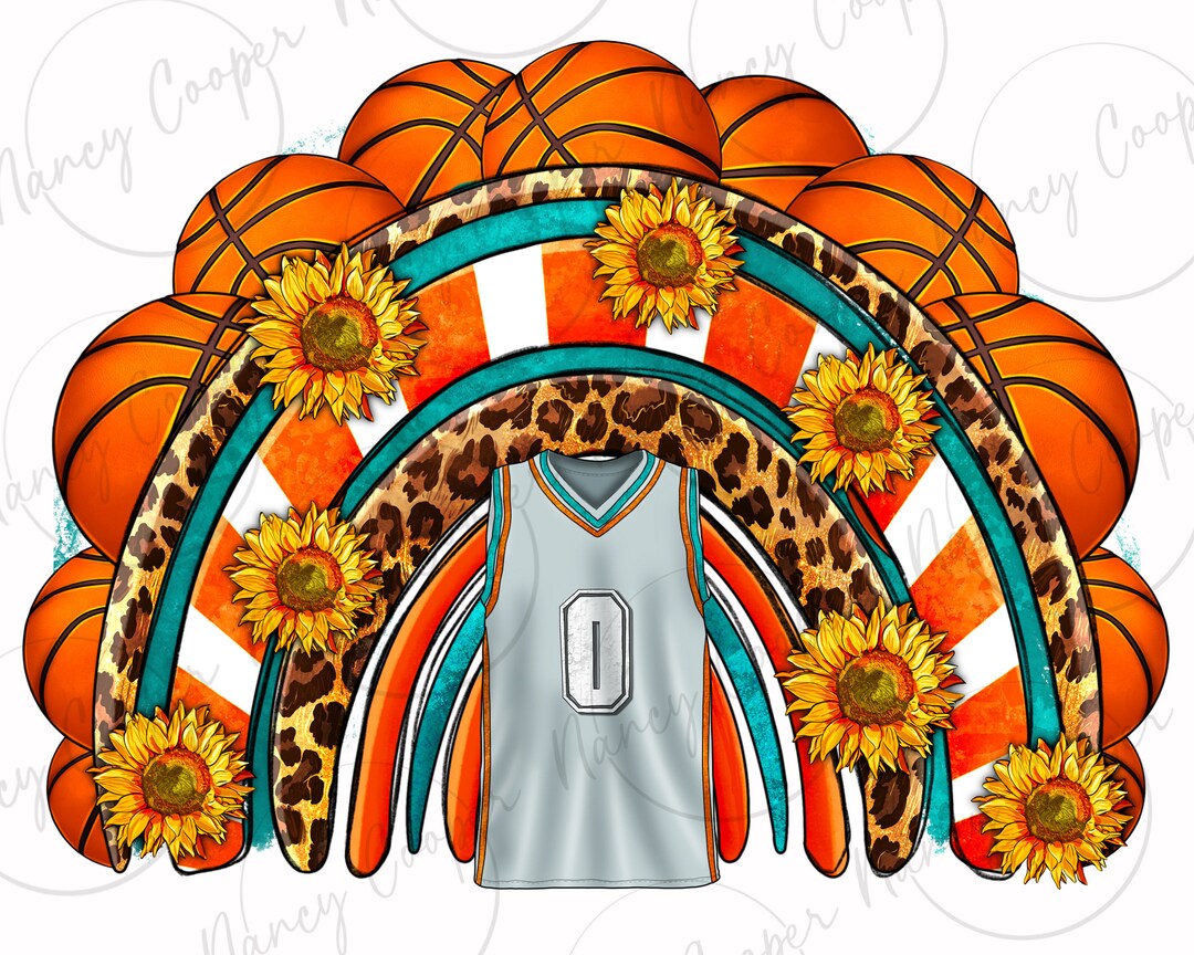 Basketball Sunflower Rainbow Png Sublimation Design Download ...