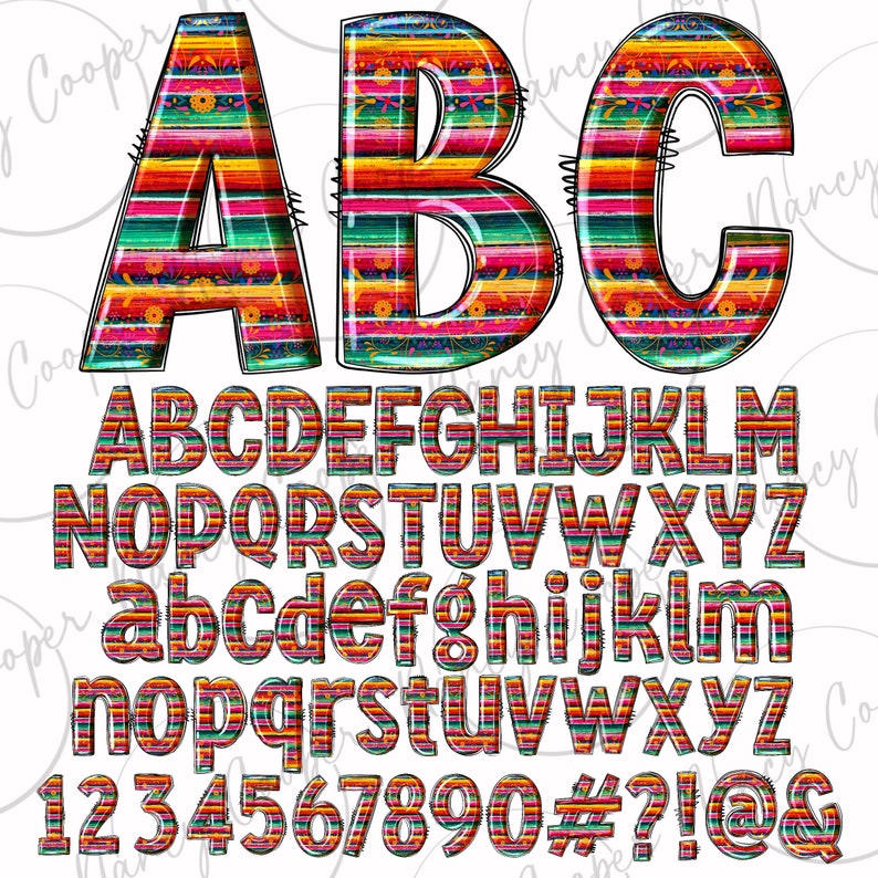Mexican Alphabet Png Files Bundle, Mexican Doodle Letters Png, Mexican ...