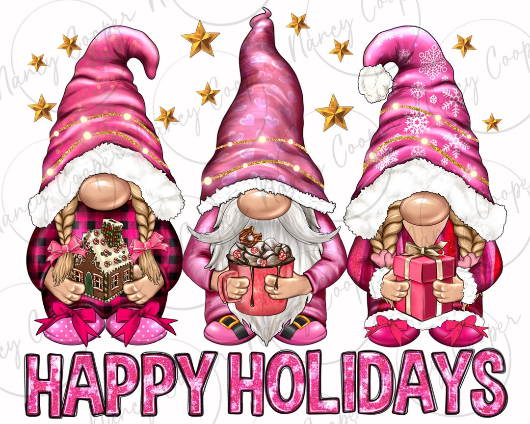 Happy Holidays With Gnomes Png Sublimation Design Download, Christmas ...
