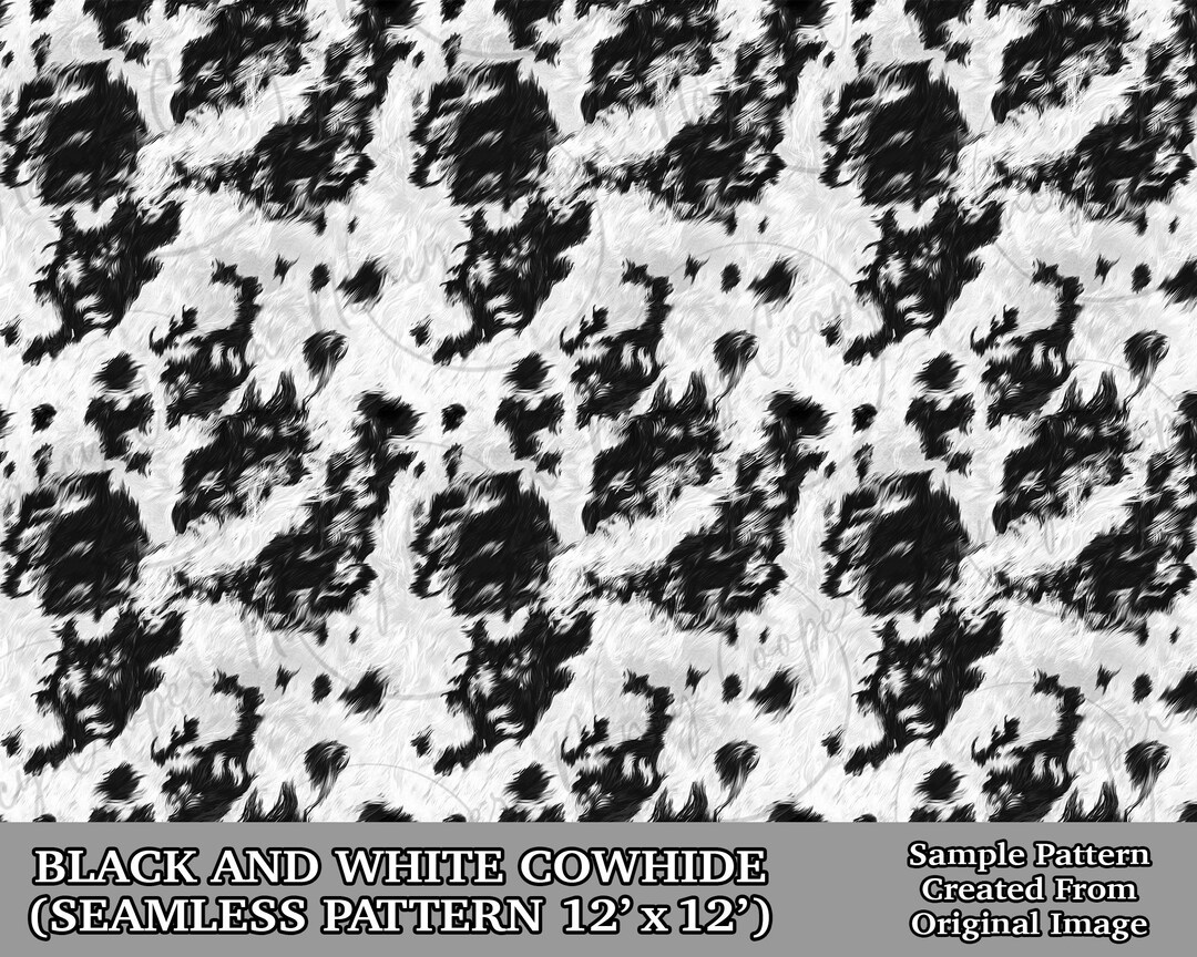 Black and White Cowhide Seamless Pattern Digital Paper, Western Digital ...