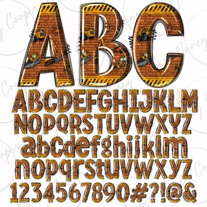 Construction Alphabet Png Files Bundle, Construction Doodle Letters Png ...