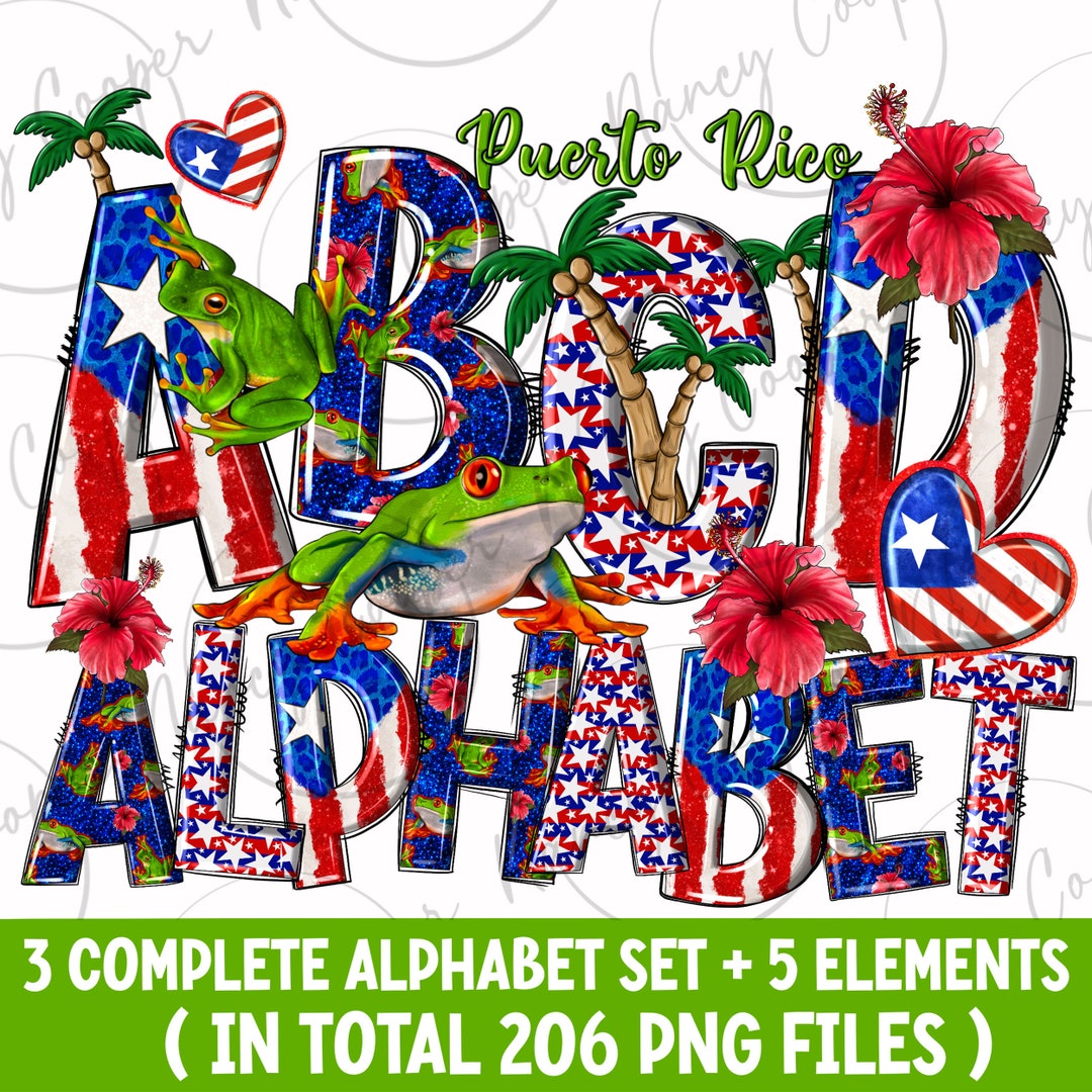Puerto Rico Alphabet Bundle Png, Puerto Rico Png, Puerto Rico Doodle ...