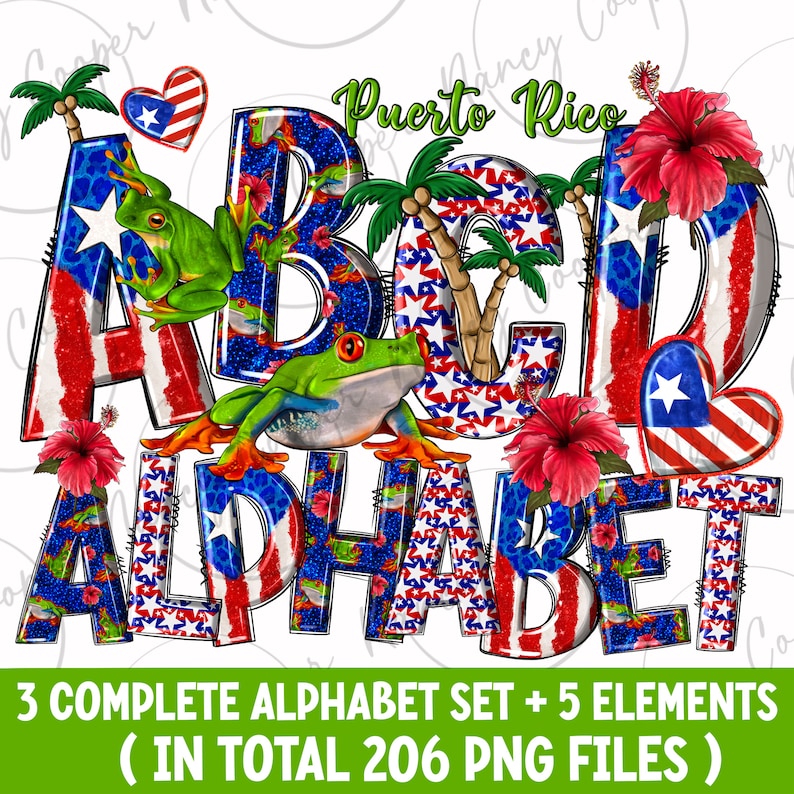 Puerto Rico Alphabet Bundle Png, Puerto Rico Png, Puerto Rico Doodle ...