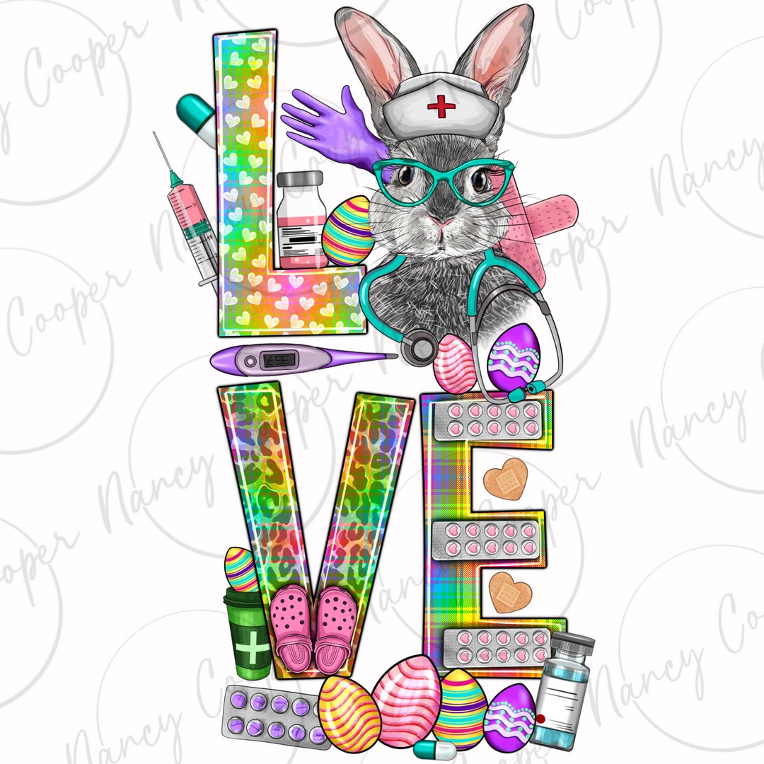 Love Easter Nurse Png Sublimation Design Download, Happy Easter Day Png ...