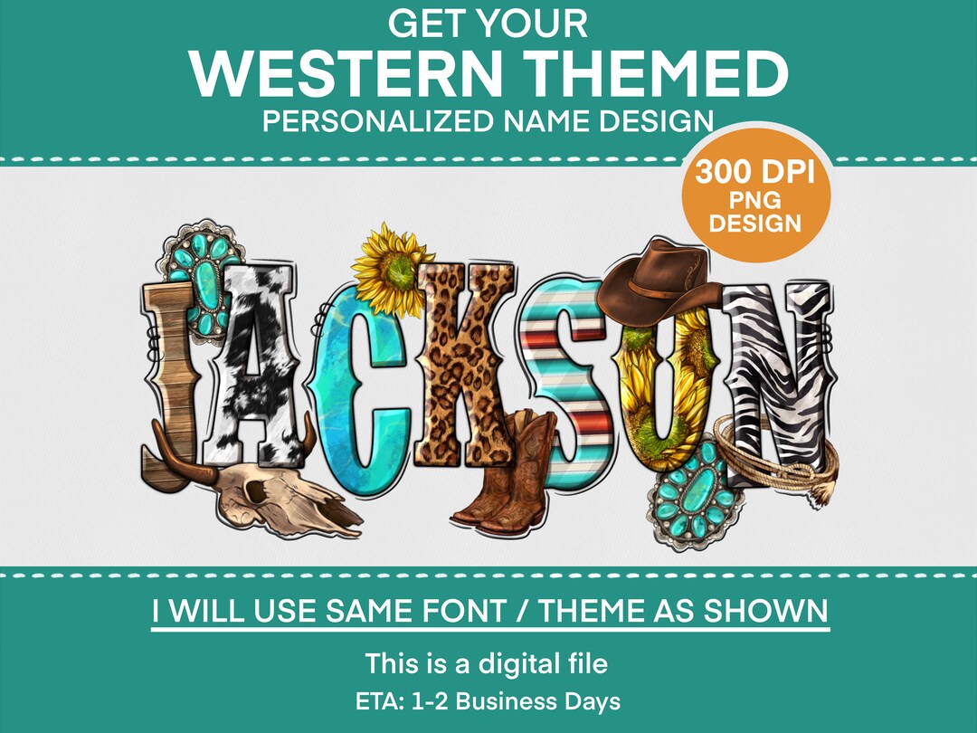 Personalized Western Name Png Sublimation Design Download, Western Png ...