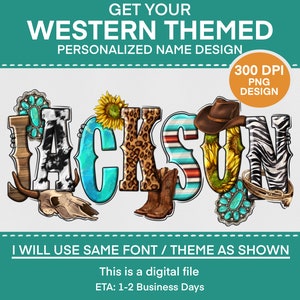 Personalized Western Name Png Sublimation Design Download, Western Png ...