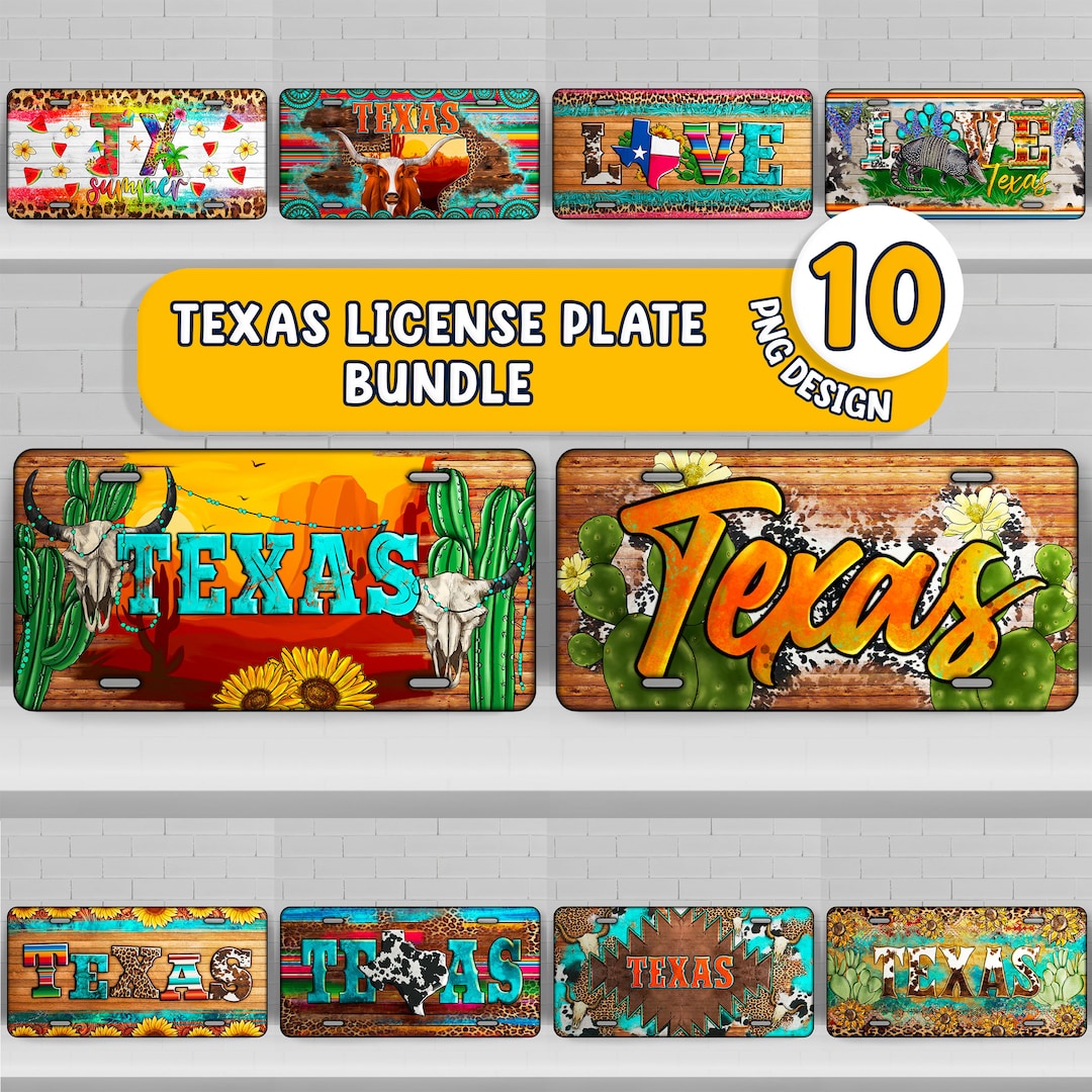 Texas License Plate Bundle Png, Western Texas Png, Western License ...