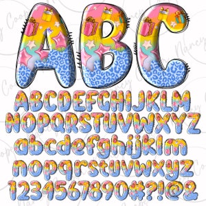 Birthday Alphabet Png Files Bundle, Birthday Doodle Letters Png ...