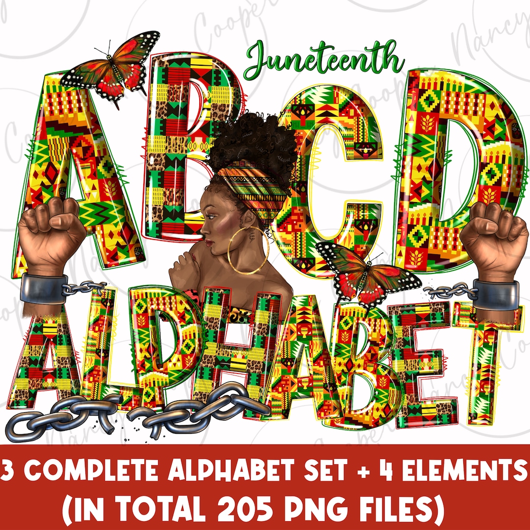 Juneteenth Alphabet Bundle Png, Juneteenth Png, Juneteenth Doodle ...