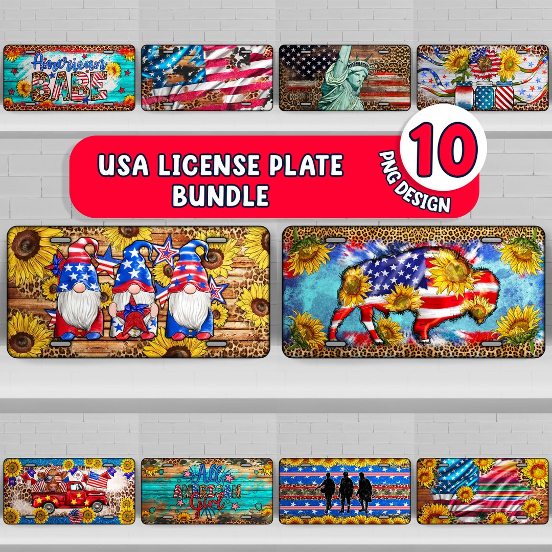 USA License Plate Bundle Png, Independence Day Png, Western License ...