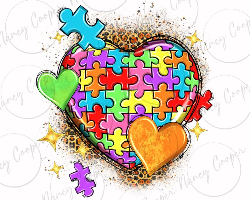 Autism Hearts Png Sublimation Design Download, Autism Png, Autism ...