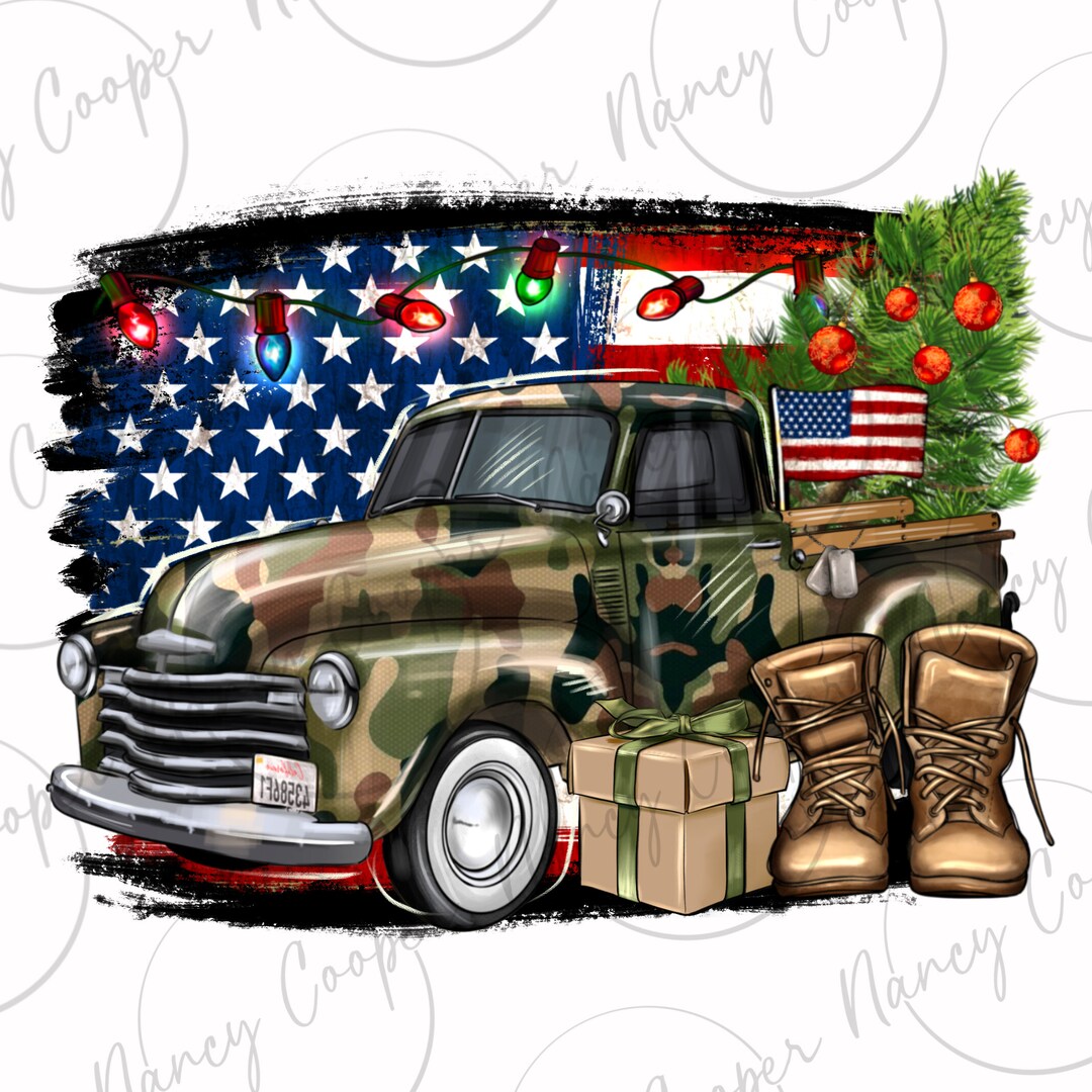 Christmas Army Truck Png Sublimation Design Download, 4th of July Png ...