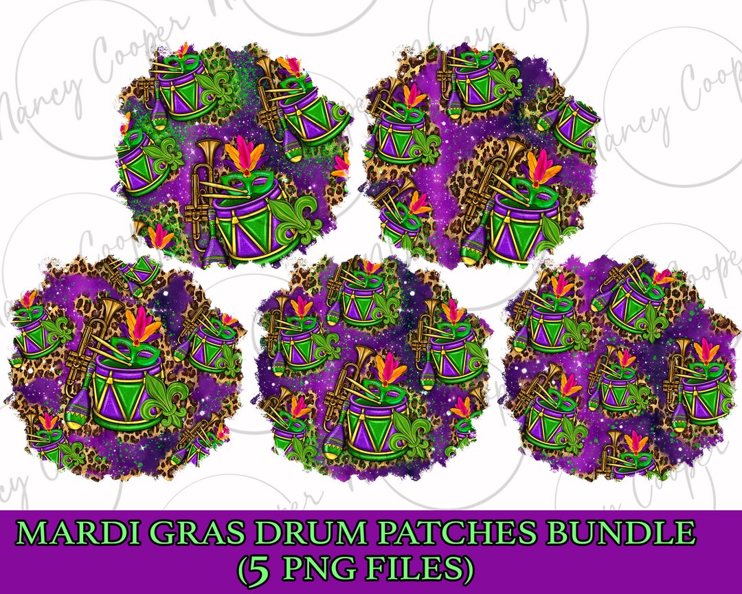 Mardi Gras Drum Patch Png Bundle Sublimation Design Download, Happy ...