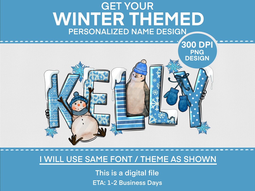 Personalized Winter Themed Name Png Sublimation Design Download ...