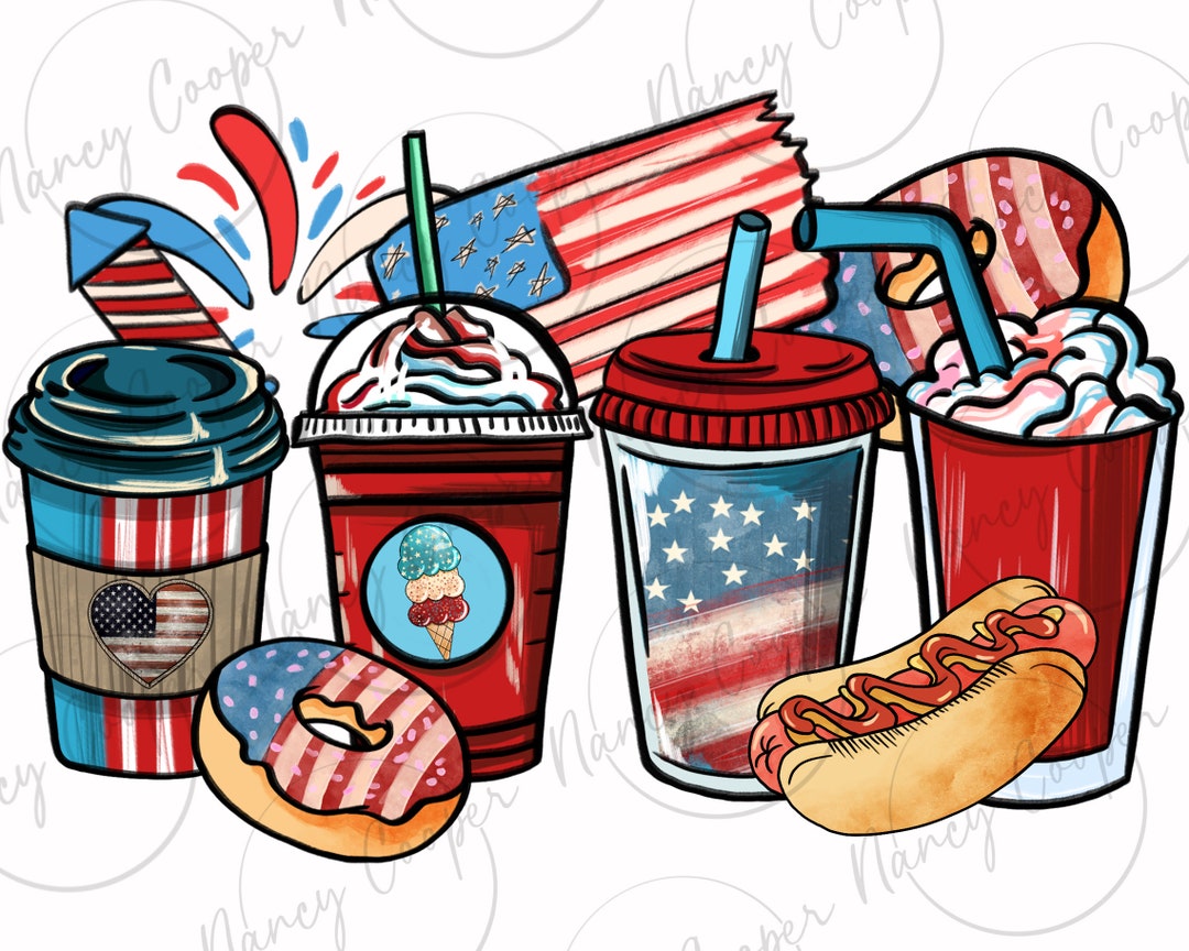 4th of July Coffee Cups Png Sublimation Design Download, 4th of July ...