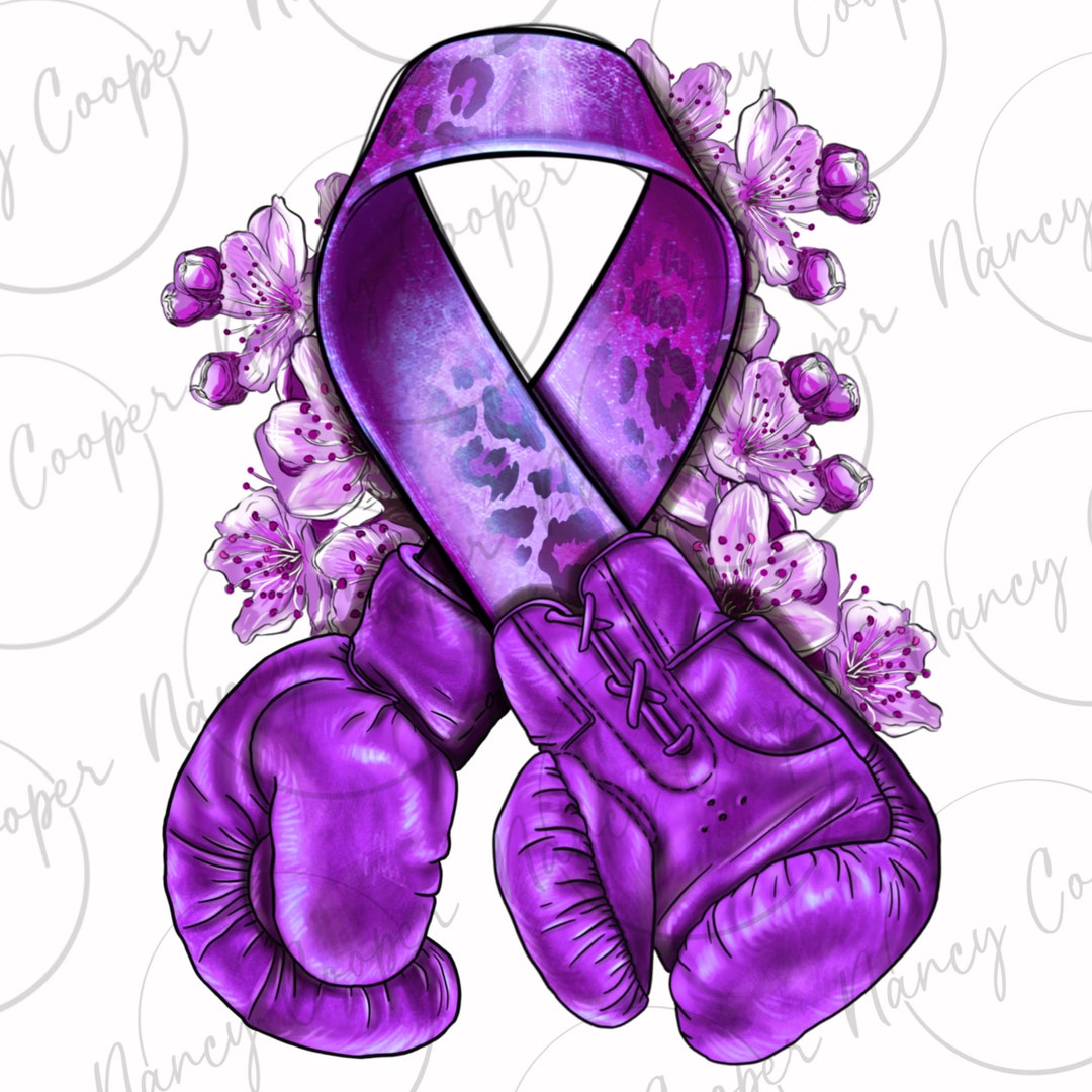 Domestic Violence Warrior Purple Ribbon With Boxing Gloves Png ...