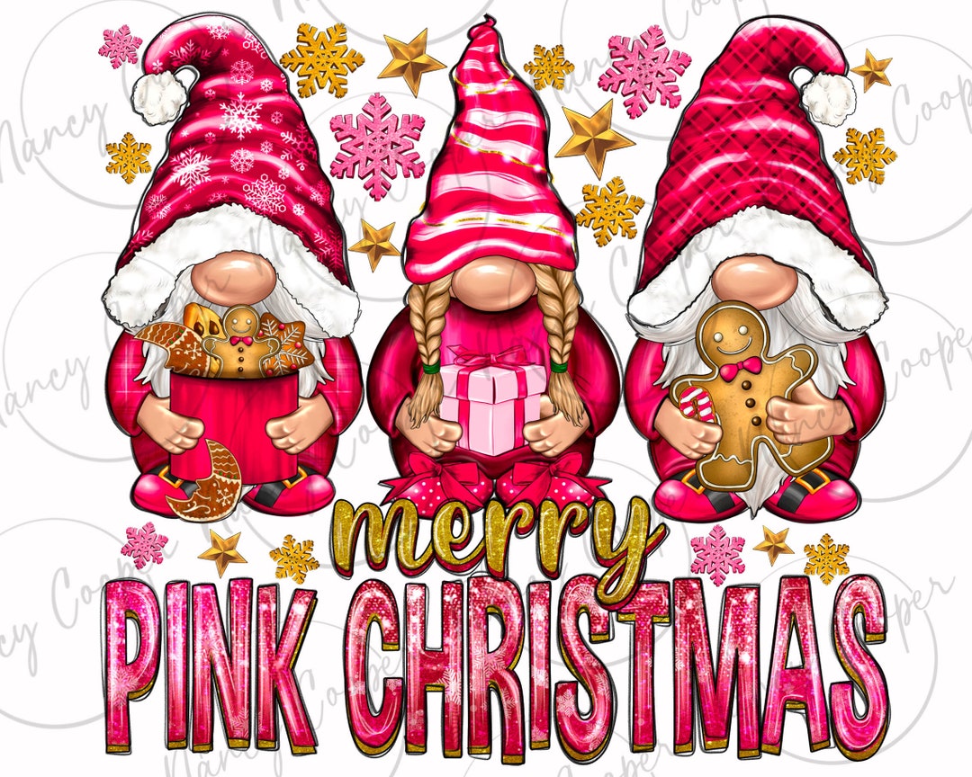 Merry Pink Christmas Gnomes Png Sublimation Design Download, Christmas ...