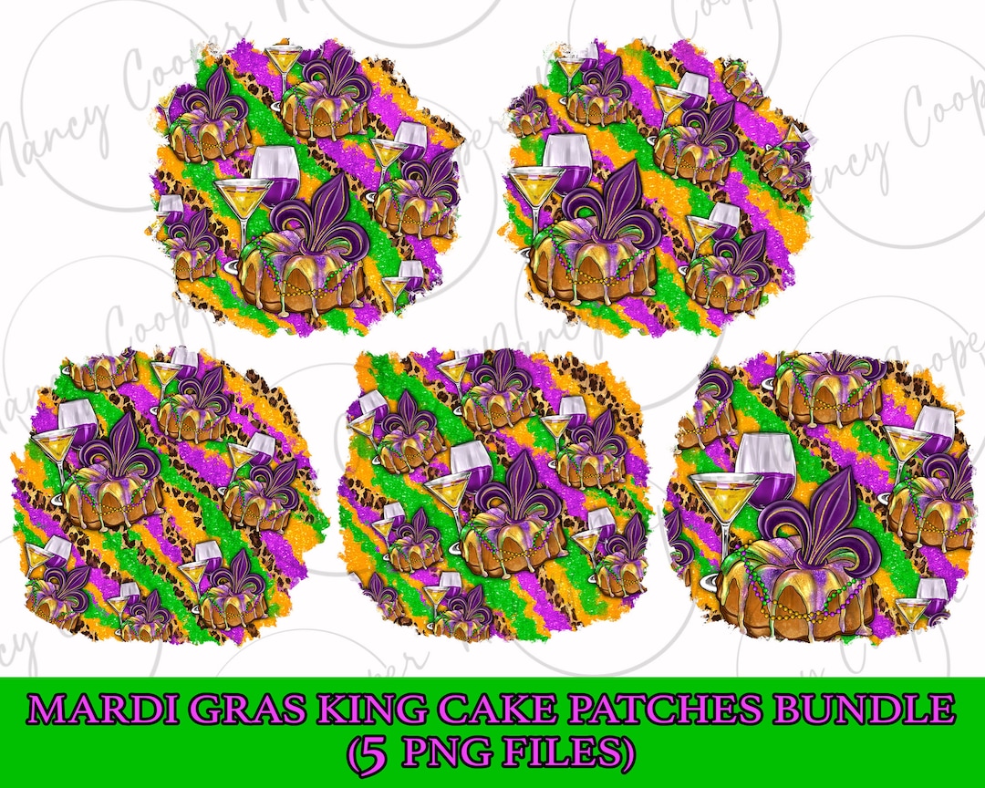 Mardi Gras King Cake Patches Png Bundle Sublimation Design Download ...