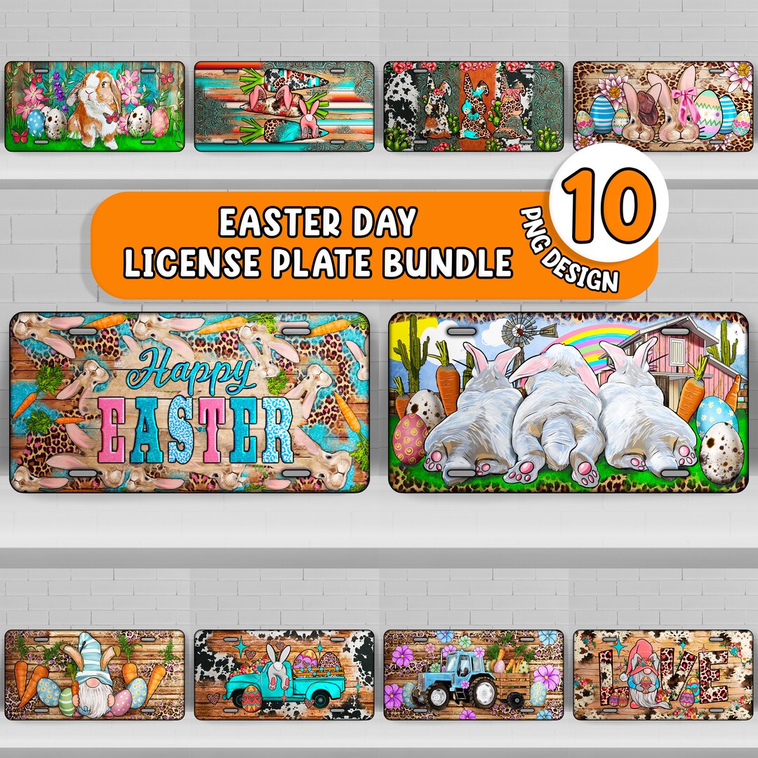 Easter Day License Plate Bundle Png, Easter Day Png, License Plate Png ...