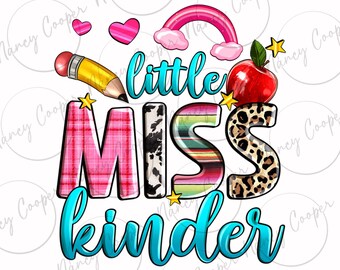 Little Miss Kindergarten Png Sublimation Design Download, Before School ...