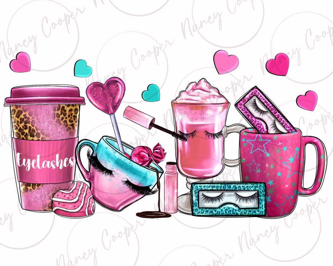Lash Hustler With Eyelashes Coffee Cups Png Sublimation Design Download ...