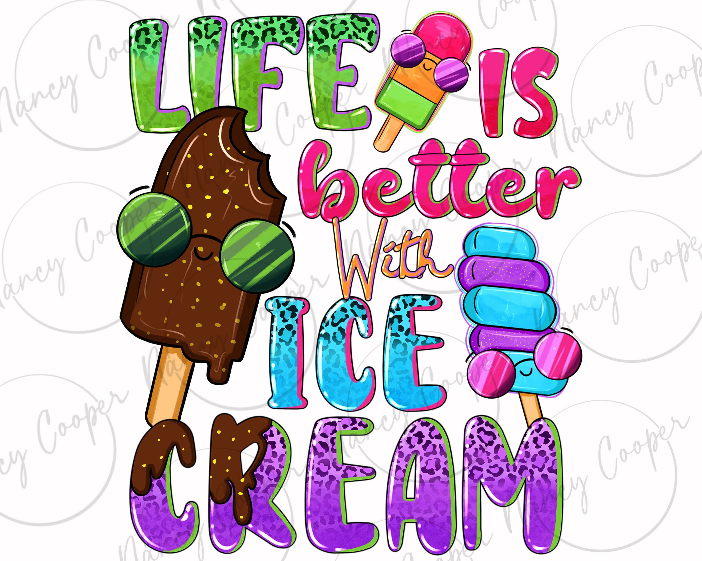 Life is Better With Ice Cream Png Sublimation Design Download, Summer ...