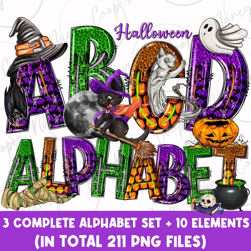 Halloween Doodle Alphabet - Etsy