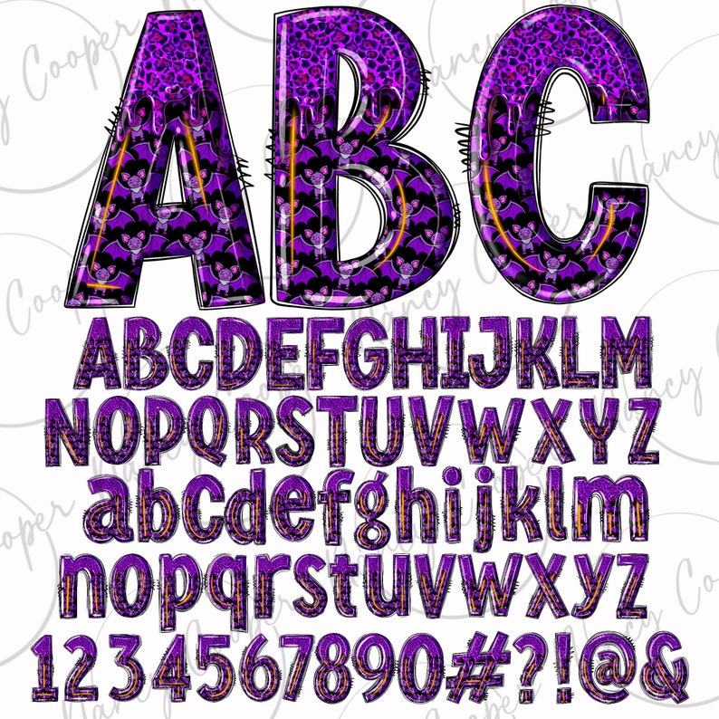 Halloween Alphabet Bundle Png, Halloween Png, Halloween Doodle Letters ...