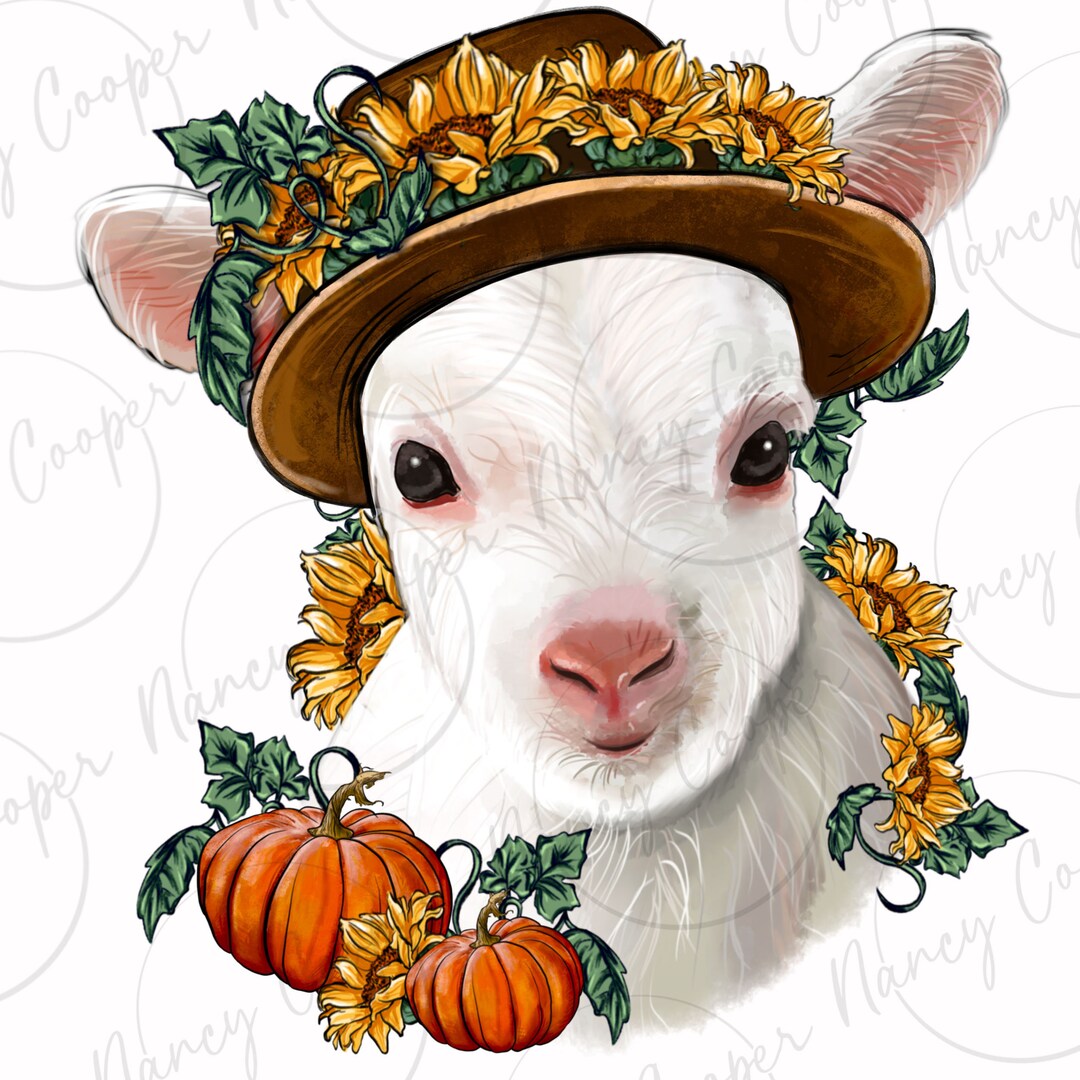 Cute Baby Lamb Thanksgiving Png Sublimation Design Download, Hello Fall ...