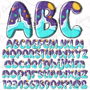 Space Alphabet Bundle Png, Space Png, Space Doodle Letters Png, Space ...